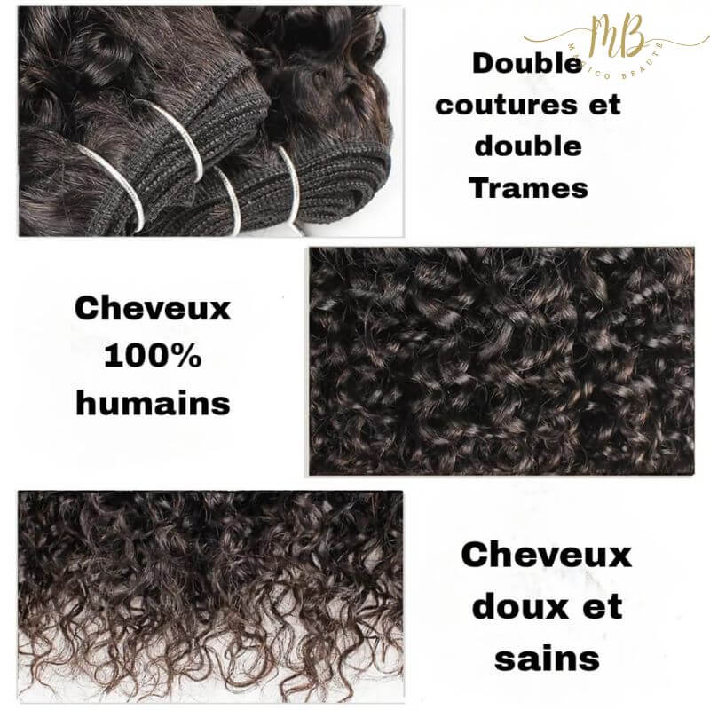 Tissage de cheveux naturels frisés avec closure 4X4 – Magicobeauté.com